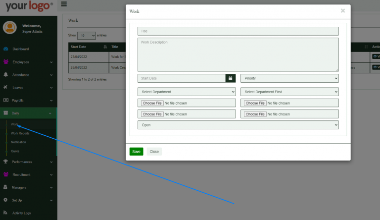 Daily Work Management System